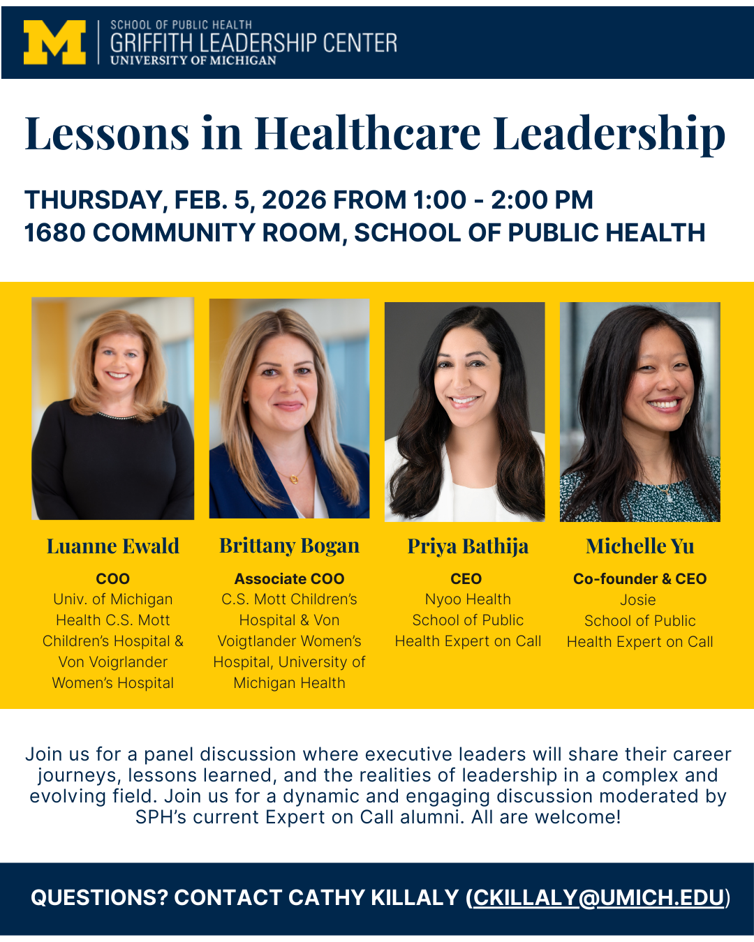 Lessons in Healthcare Leadership Events | U-M School of Public Health